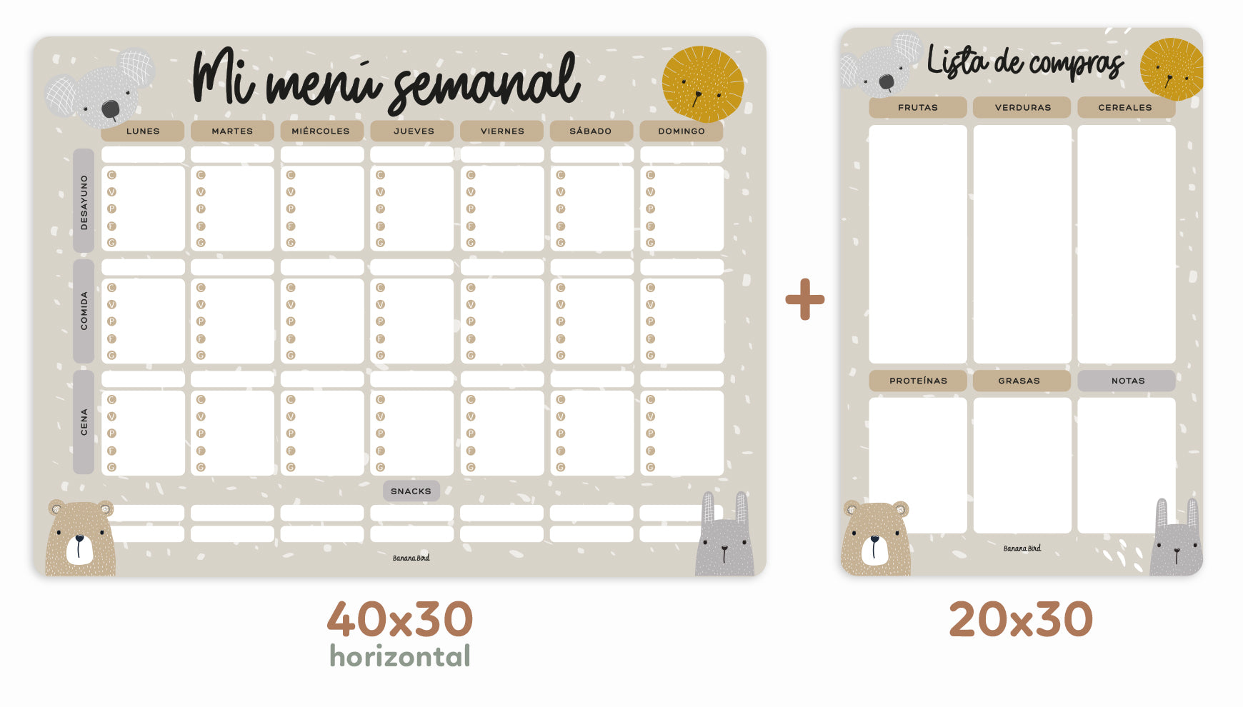 Kit de 2 planners magnéticos "Planner de Alimentación Complementaria ...