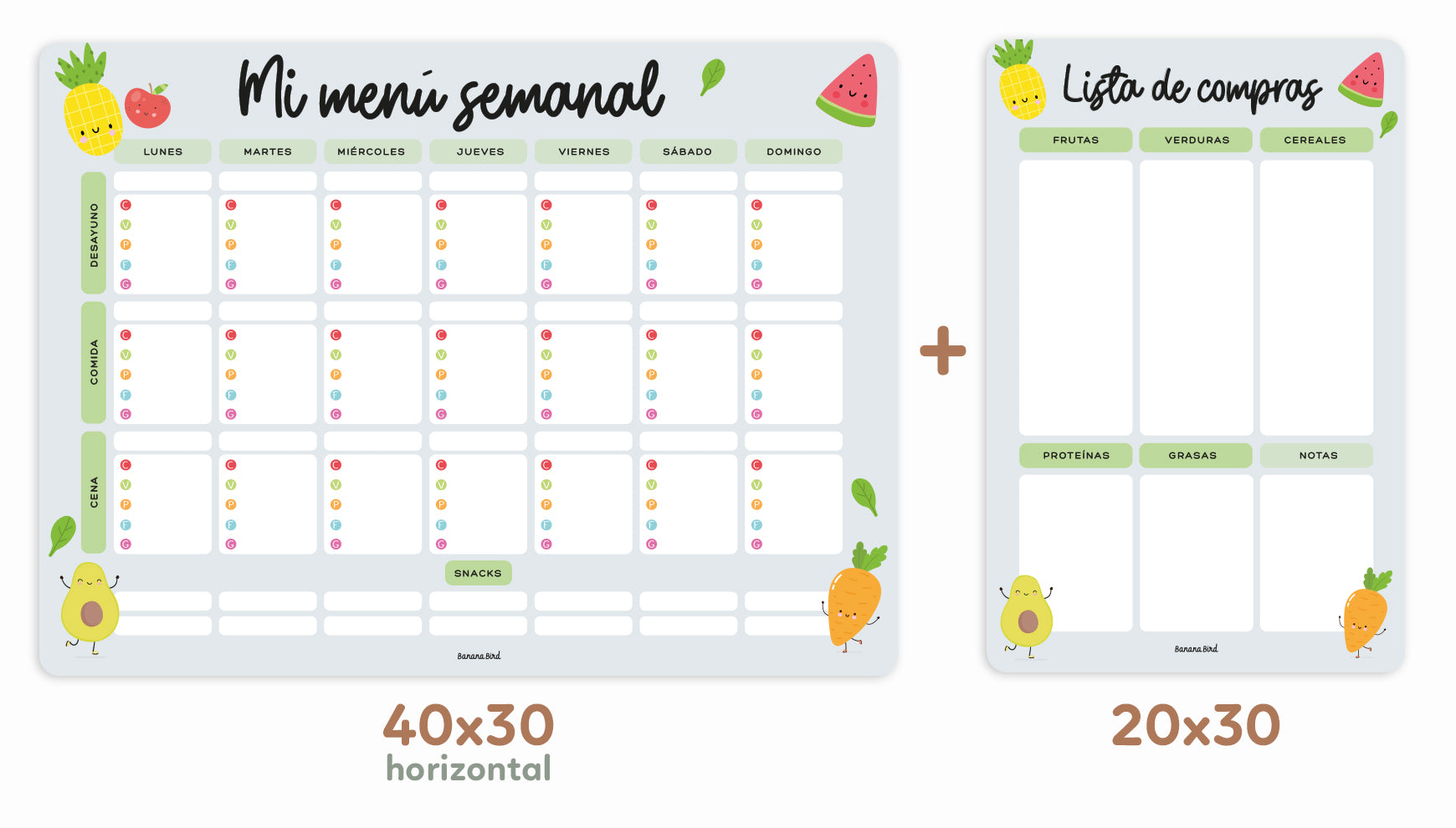 Kit de 2 planners magnéticos "Planner de Alimentación Complementaria ...