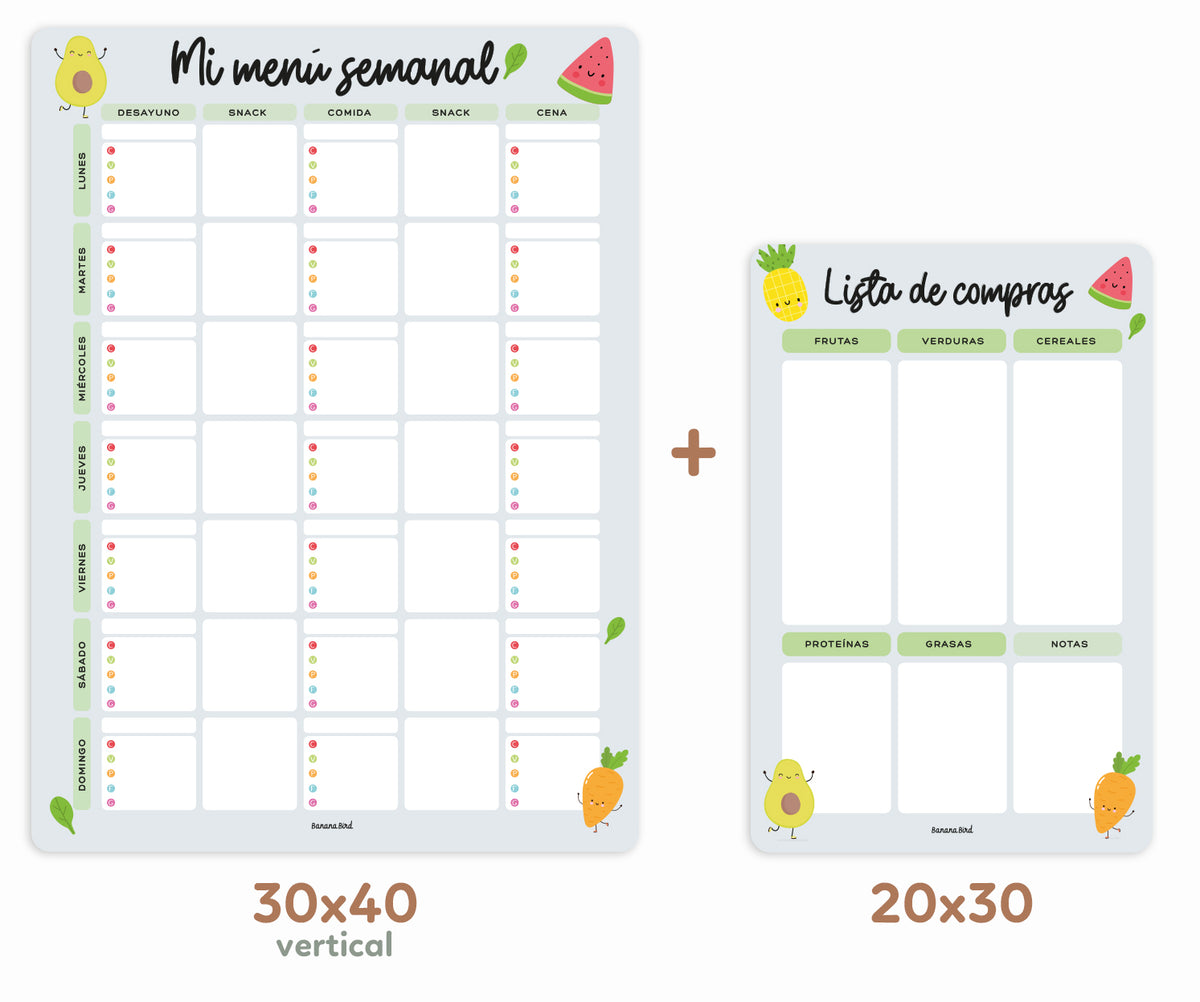 Kit de 2 planners magnéticos "Planner de Alimentación Complementaria ...